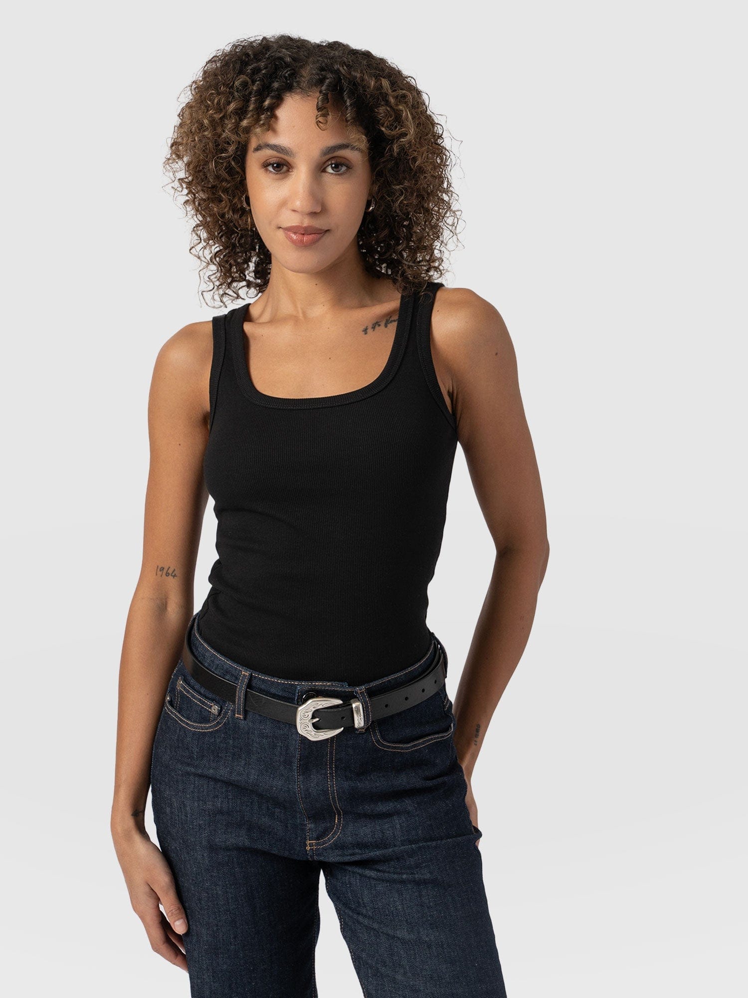 Asher Scoop Neck Vest Black - Women's Vests | Saint + Sofia® US – Saint + Sofia® Inc | Official