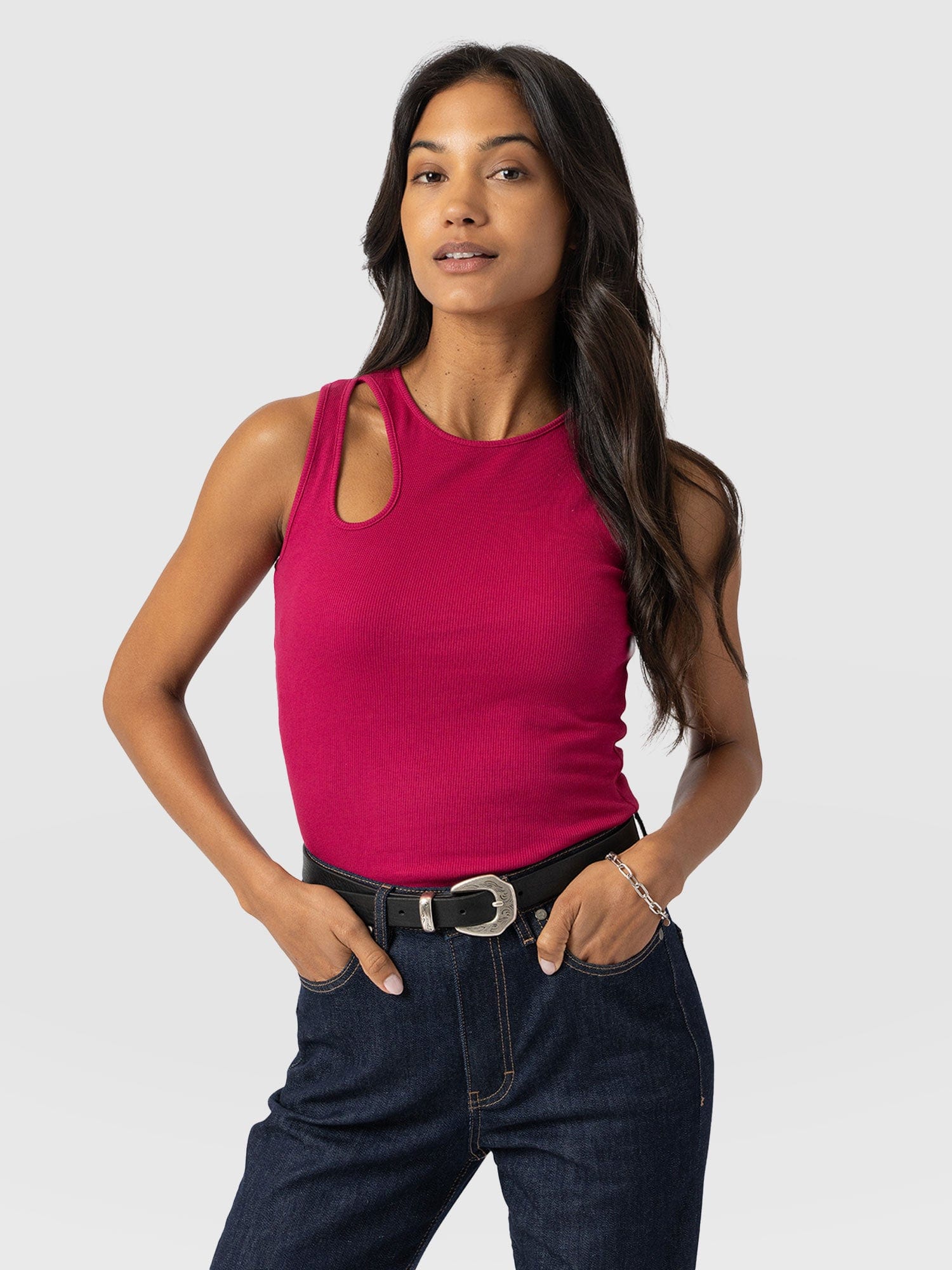 Axel Cut Out Vest Fuchsia Pink - Women's Vests | Saint + Sofia® US – Saint + Sofia® Inc