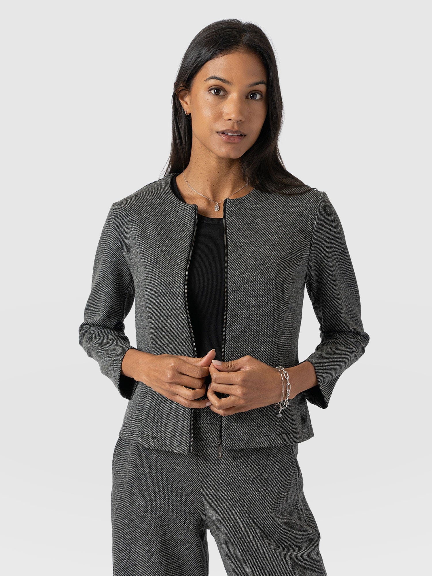 Florence Jacket - Grey Twill - Women's Jackets | Saint + Sofia® USA – Saint + Sofia® Inc | Official