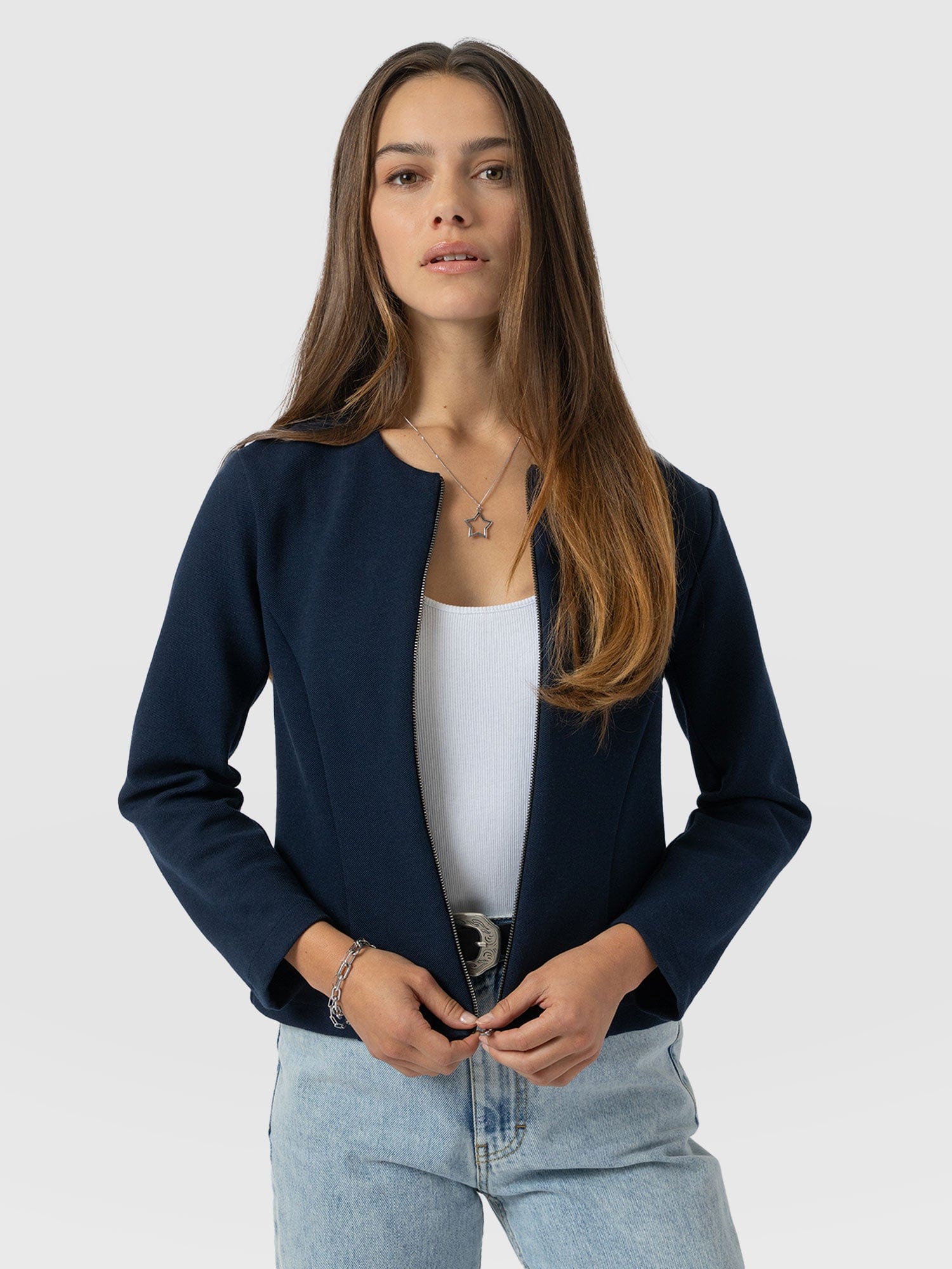 Florence Jacket - Navy Twill - Women's Jackets | Saint + Sofia® USA – Saint + Sofia® Inc