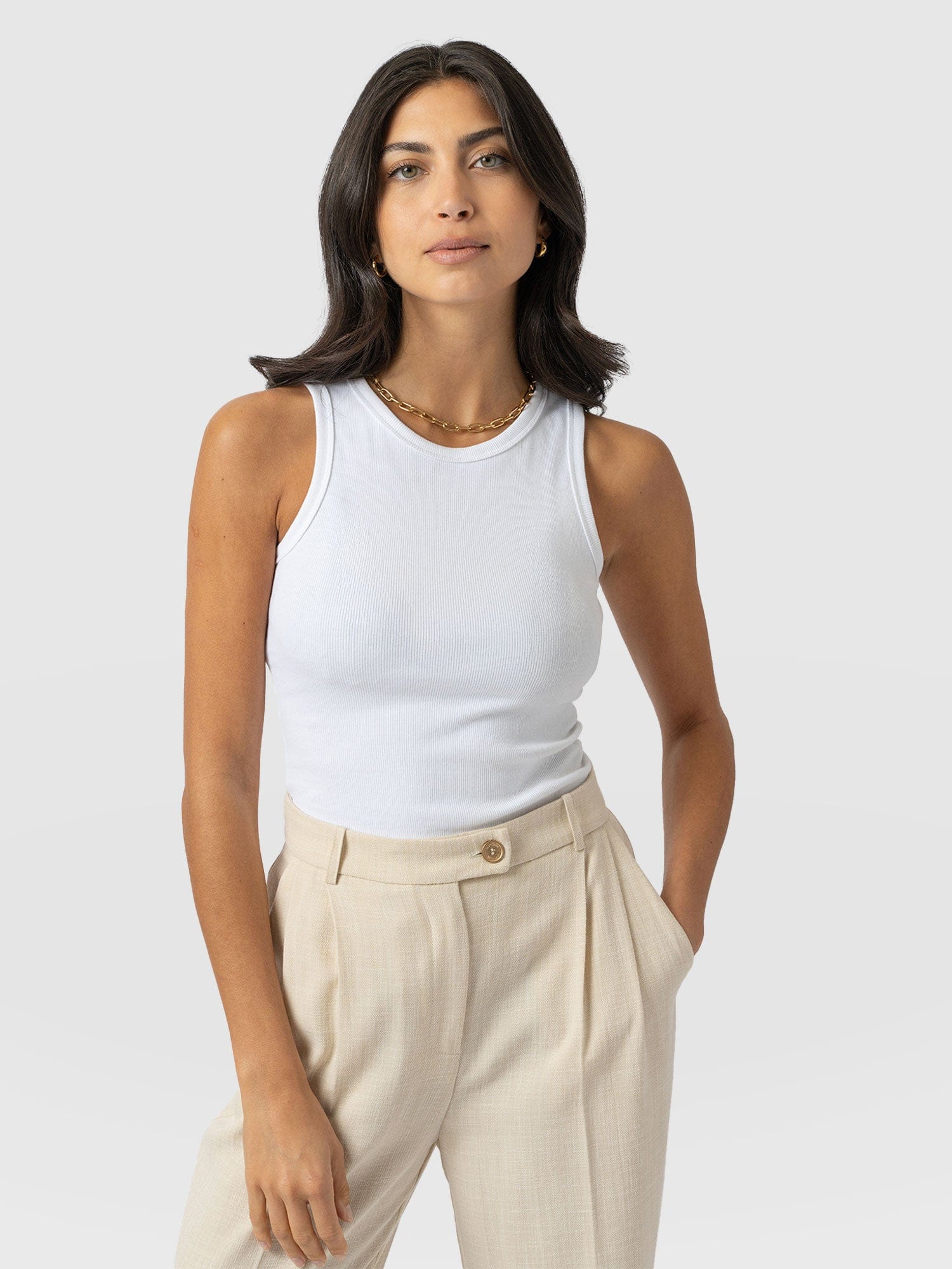 Nova Racer Vest White - Women's Vests | Saint + Sofia® US – Saint + Sofia® Inc