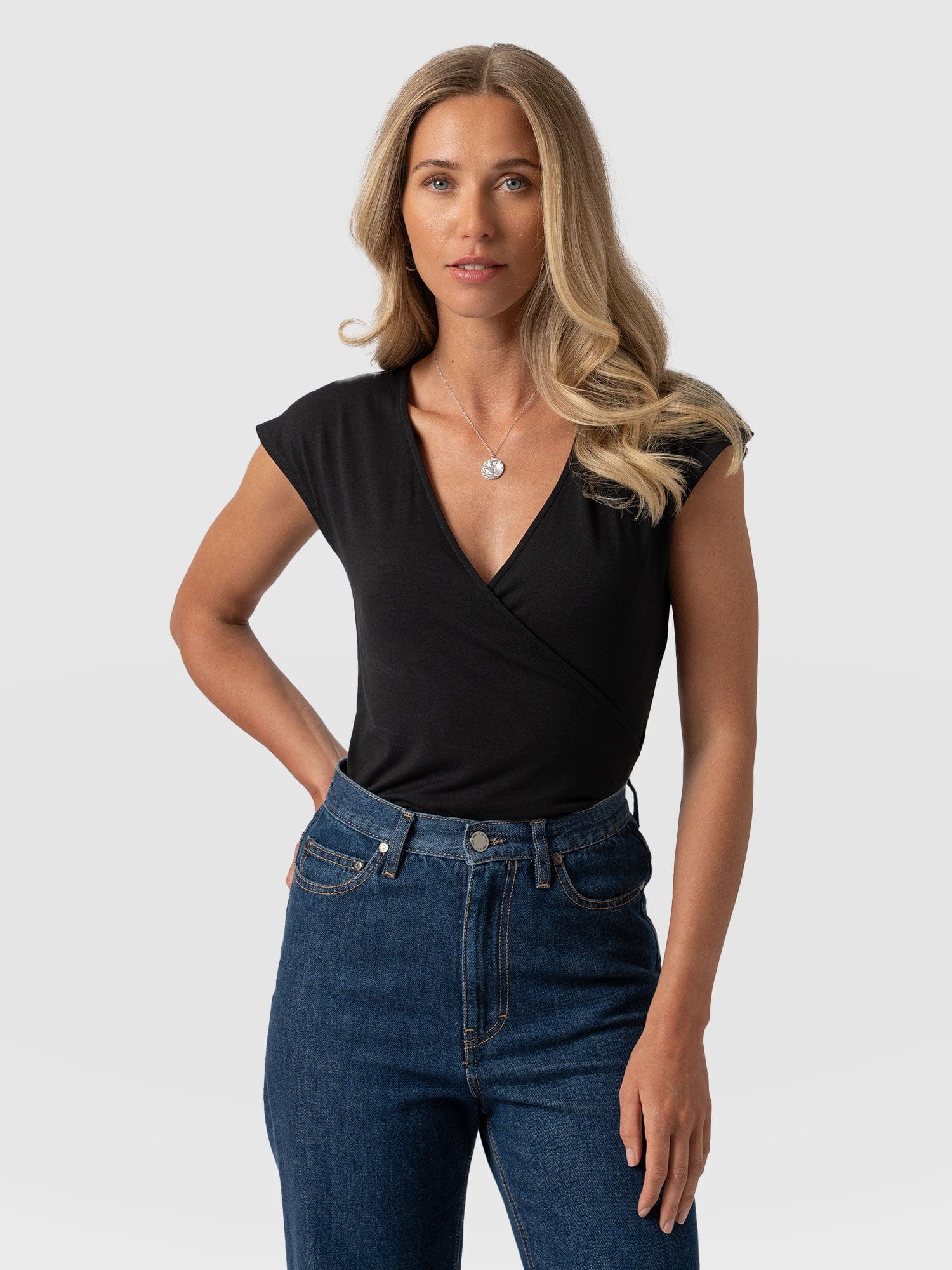 Rosa Wrap Tee Black - Women's T-shirts | Saint + Sofia® USA – Saint + Sofia® Inc | Official