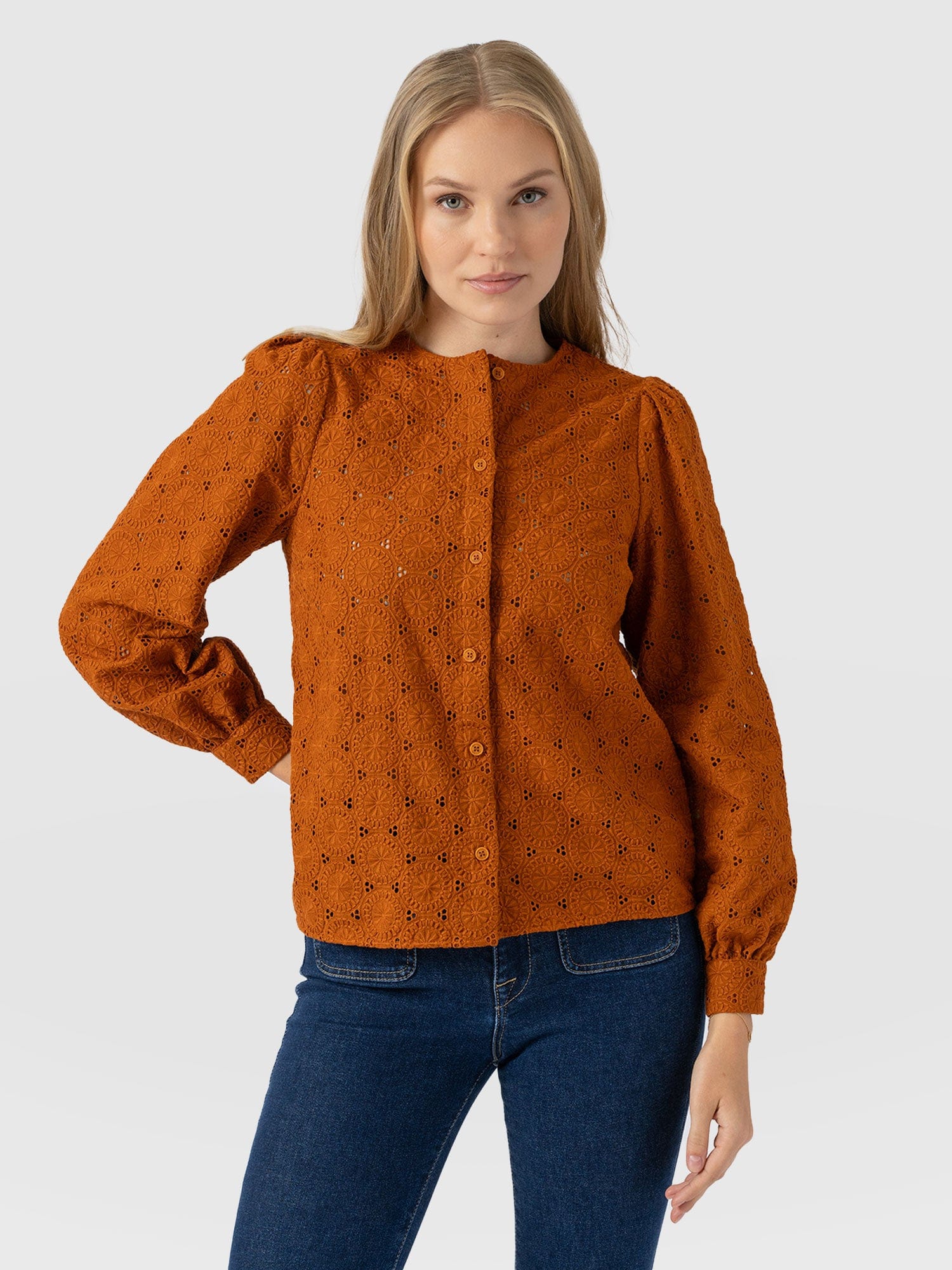 Tabitha Blouse Tan - Women's Blouses | Saint + Sofia® US – Saint + Sofia® Inc