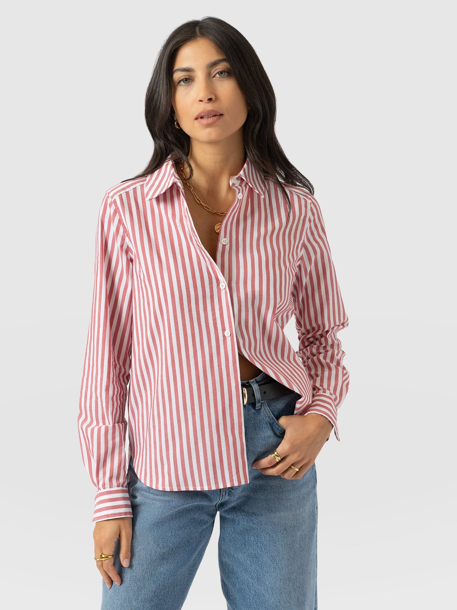 Anneliese Shirt - Red Stripe - Women's Blouses | Saint + Sofia® USA ...