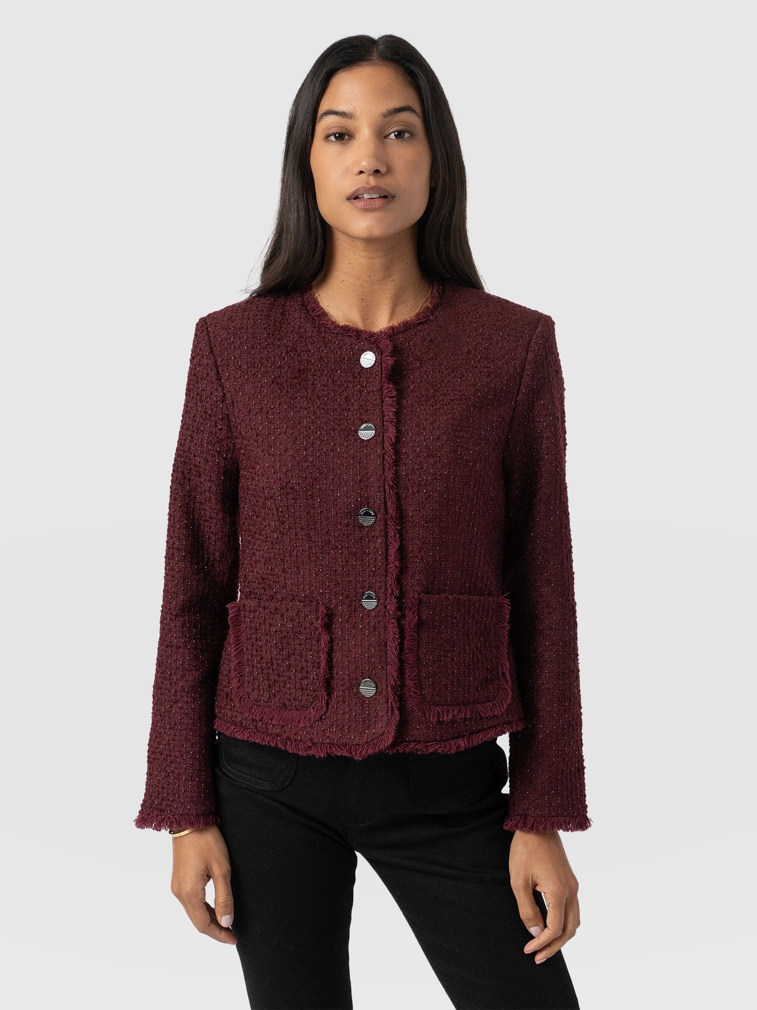 Ashby Jacket Maroon - Women's Jackets | Saint + Sofia® US – Saint ...