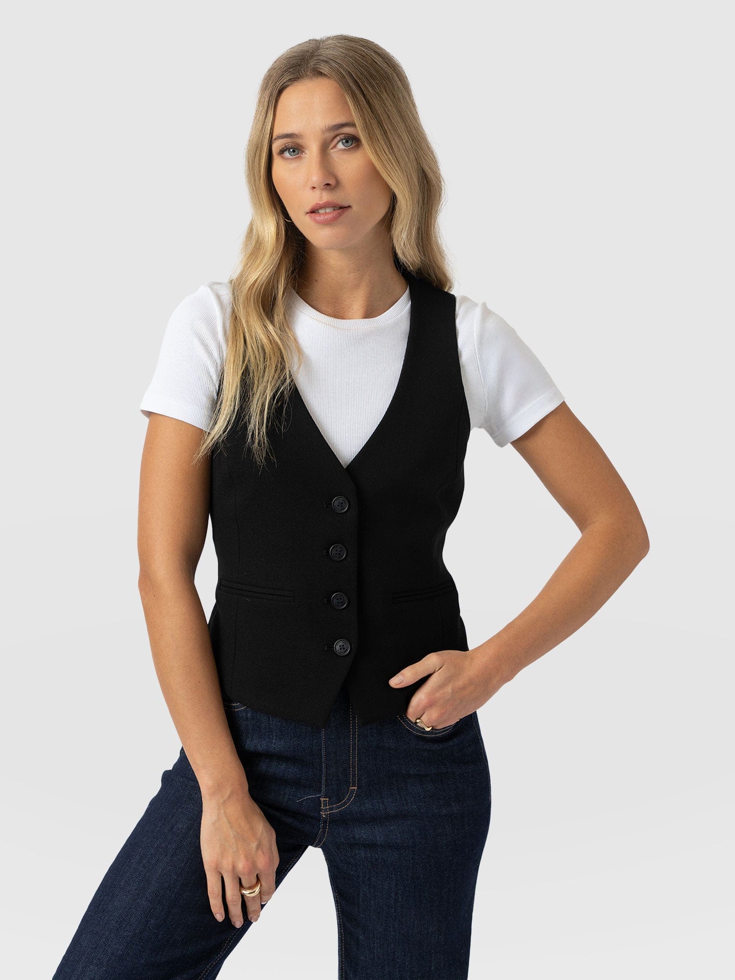 Astrid Vest Black - Women's Blazers | Saint + Sofia® USA – Saint and Sofia