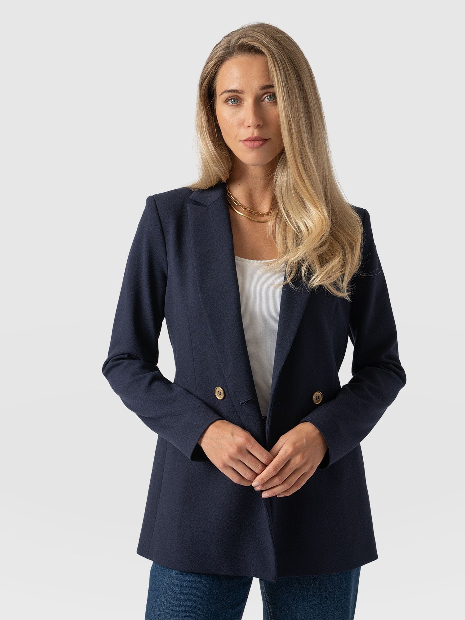 Cambridge Blazer Navy Crepe - Women's Blazers | Saint + Sofia® USA – Saint + Sofia® Inc