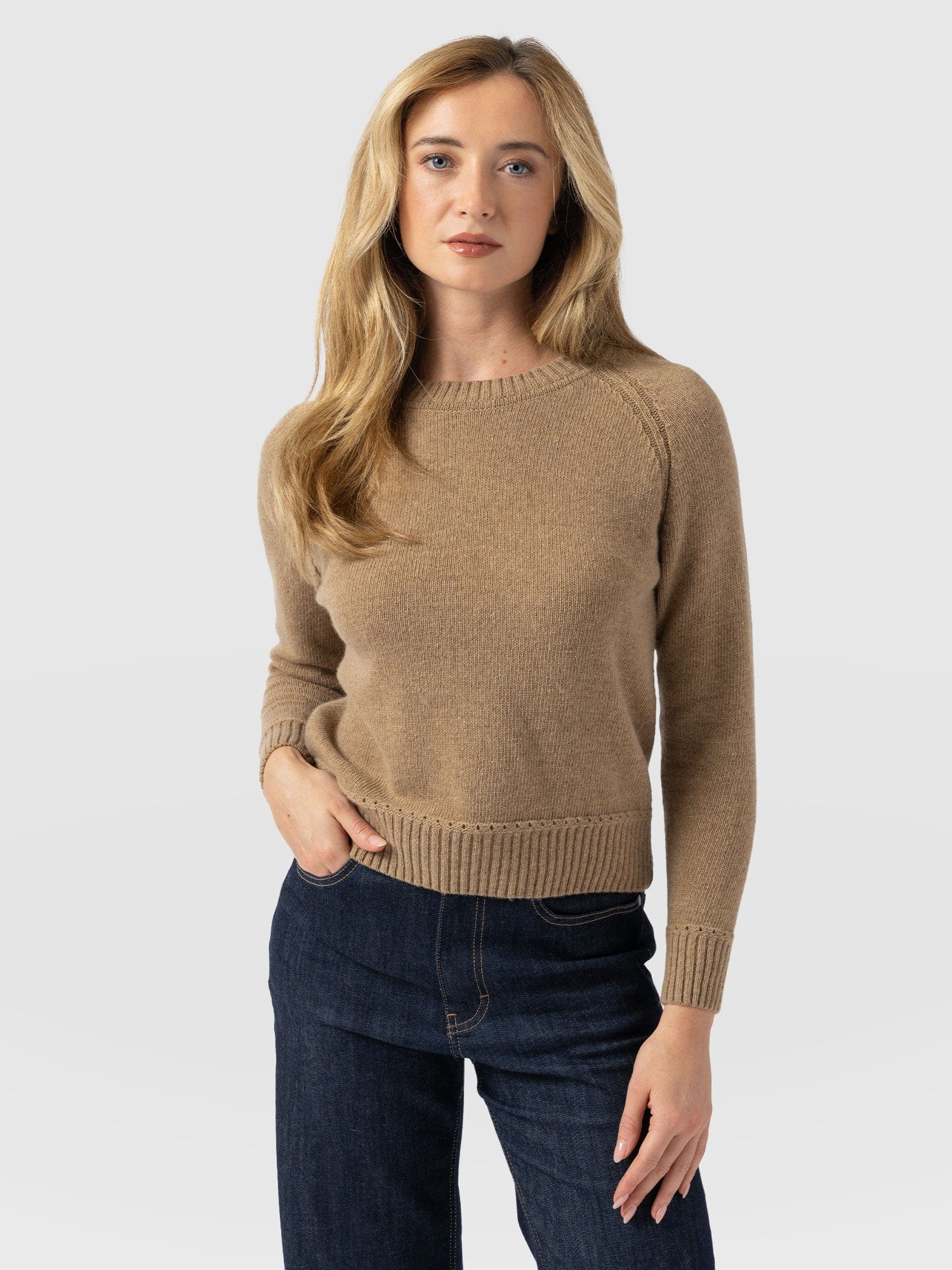 Cambridge Cashmere Sweater Beige - Women's Sweaters | Saint + Sofia® US ...
