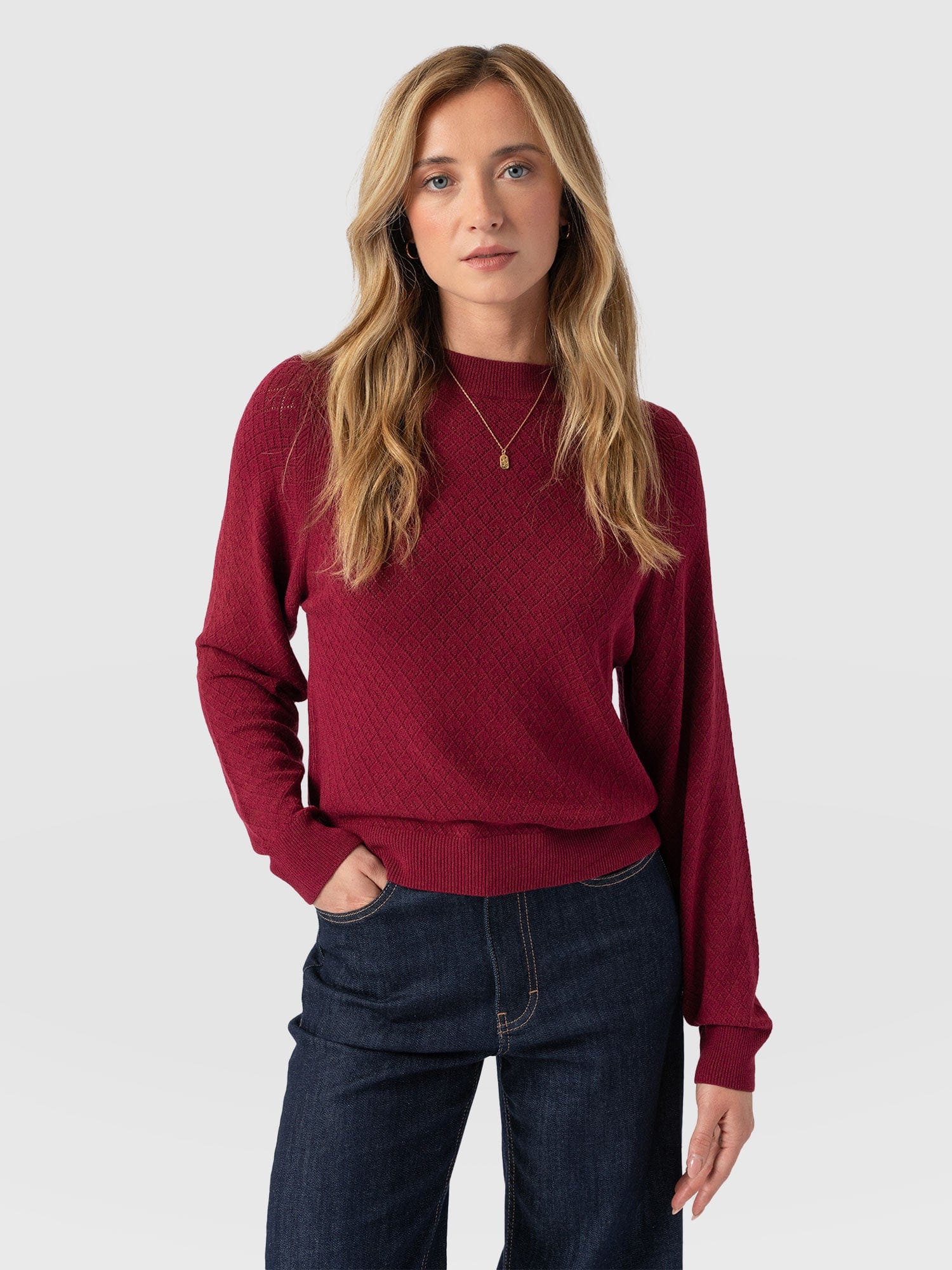 Diamond Knit Sweater Deep Pink - Women's Sweaters | Saint + Sofia® US ...