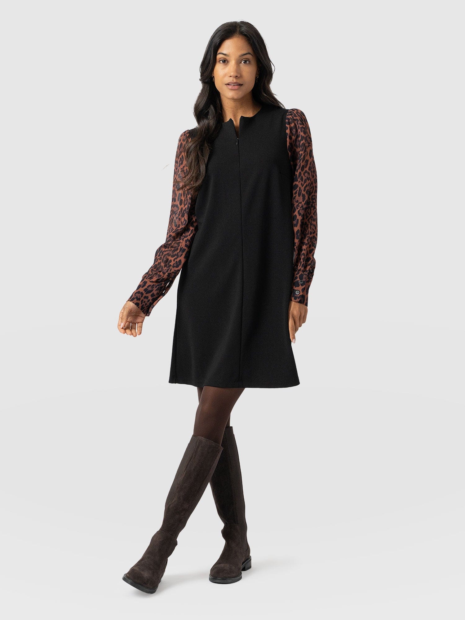 Esme Zip Up Dress Brown Leopard - Women's Dresses | Saint + Sofia® US ...