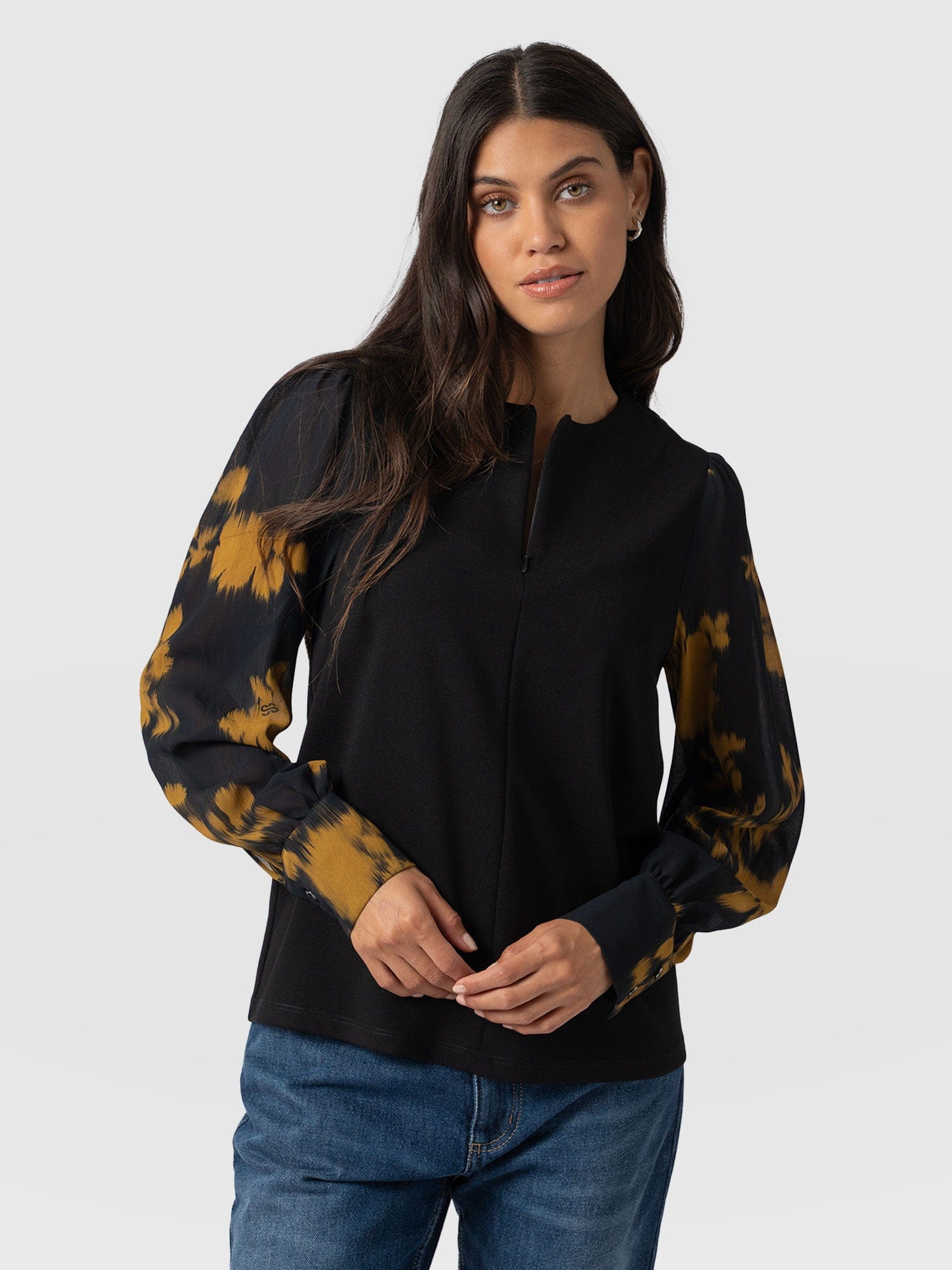 Esme Zip Up Top Yellow Fade Floral - Women's Tops | Saint + Sofia® US ...
