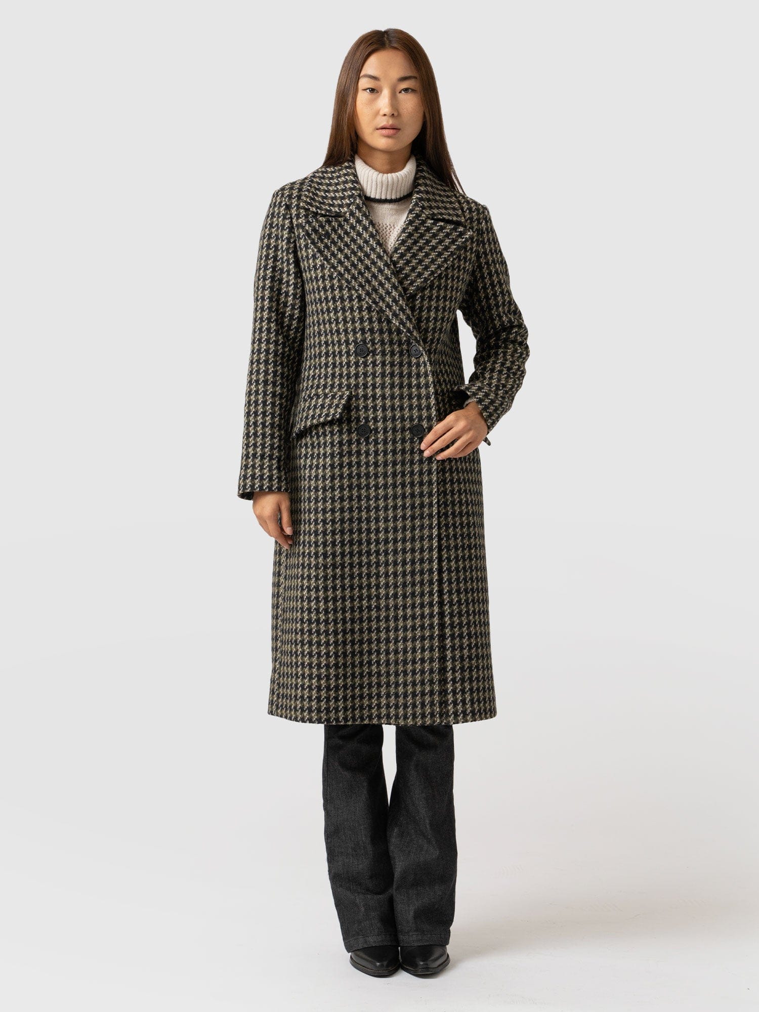 Hampton Coat Olive Houndstooth - Women's Coats | Saint + Sofia® USA ...