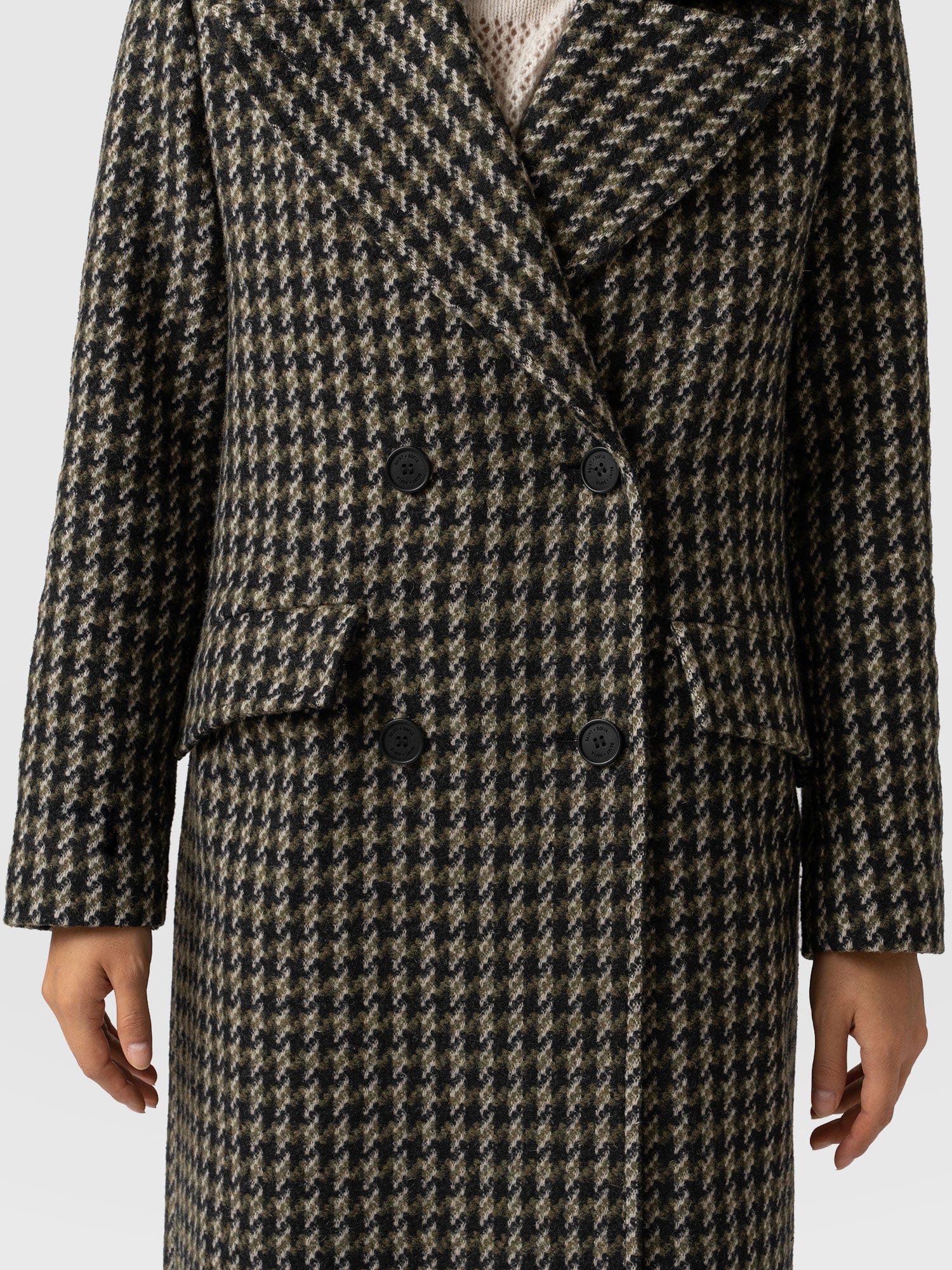 Hampton Coat Olive Houndstooth - Women's Coats | Saint + Sofia® USA ...