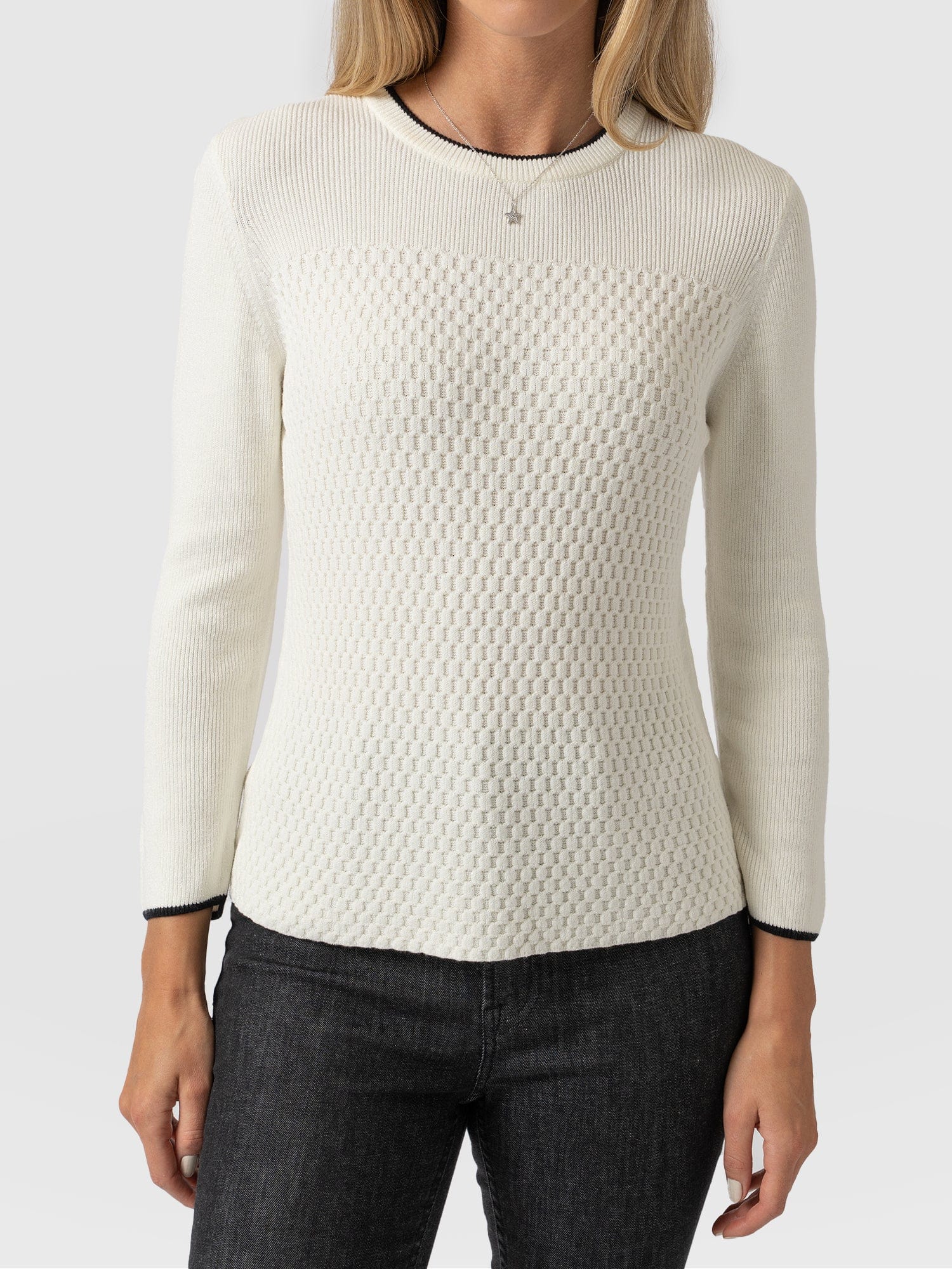 Honeycomb Rib Sweater Cream - Women's Sweaters | Saint + Sofia® USA ...