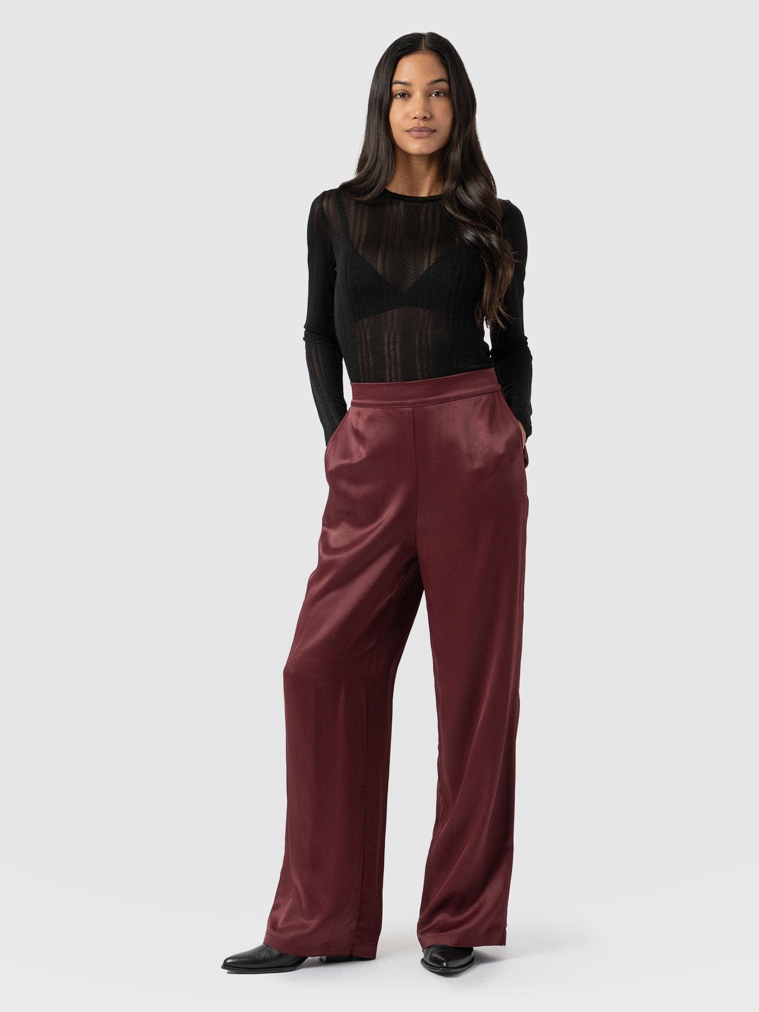Langley Wide Leg Pant Maroon - Women's Pants | Saint + Sofia® US ...