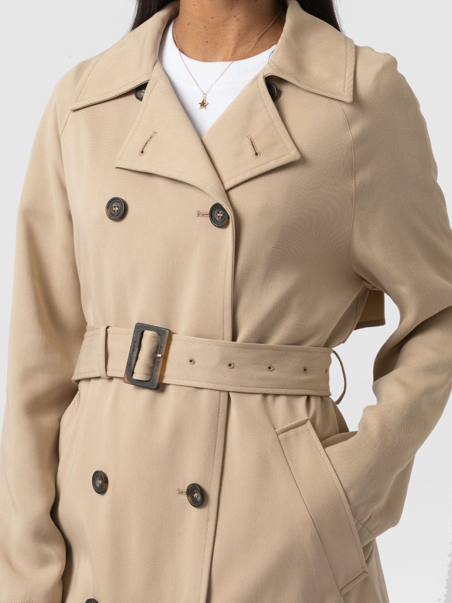 Marion Double Breasted Trench Beige - Women's Overcoats | Saint + Sofia ...