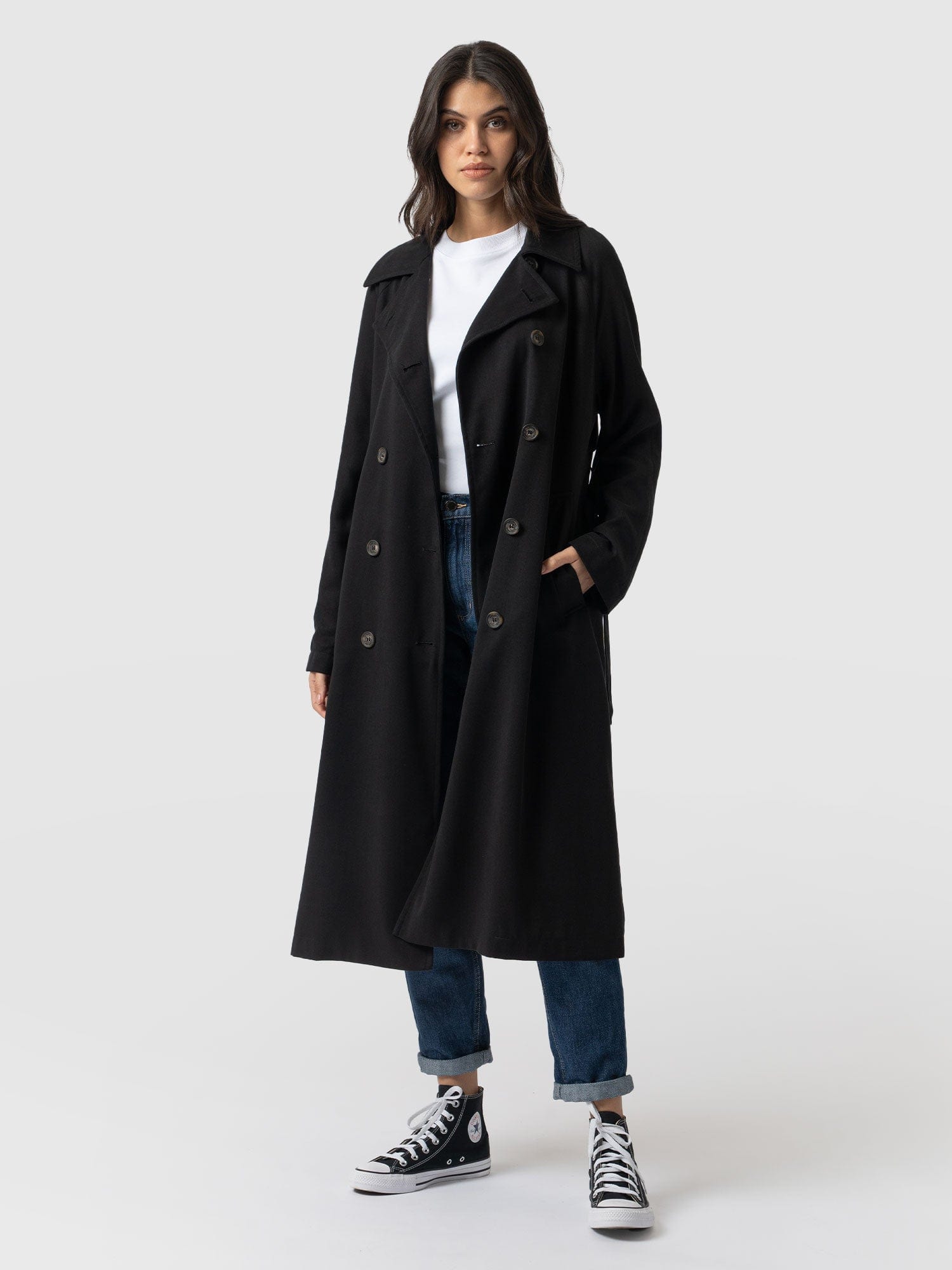 Marion Double Breasted Trench Black - Women's Overcoats | Saint + Sofia ...