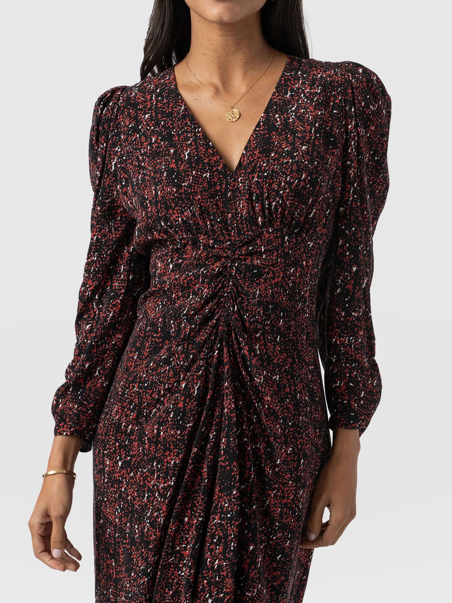 Paloma Ruched Dress Red Ditsy Leopard - Women's Dresses | Saint + Sofia ...