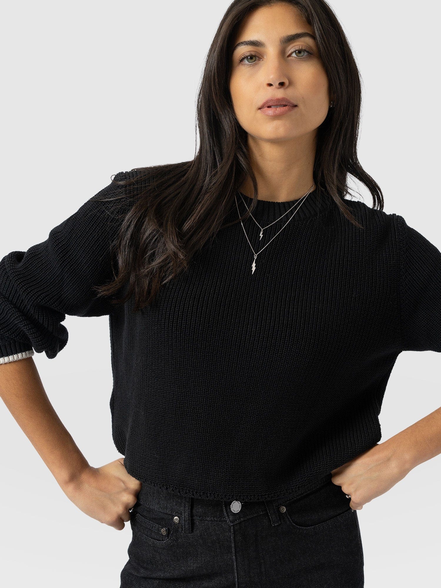 Remy Crop Sweater Black - Women's Sweaters | Saint + Sofia® US – Saint ...