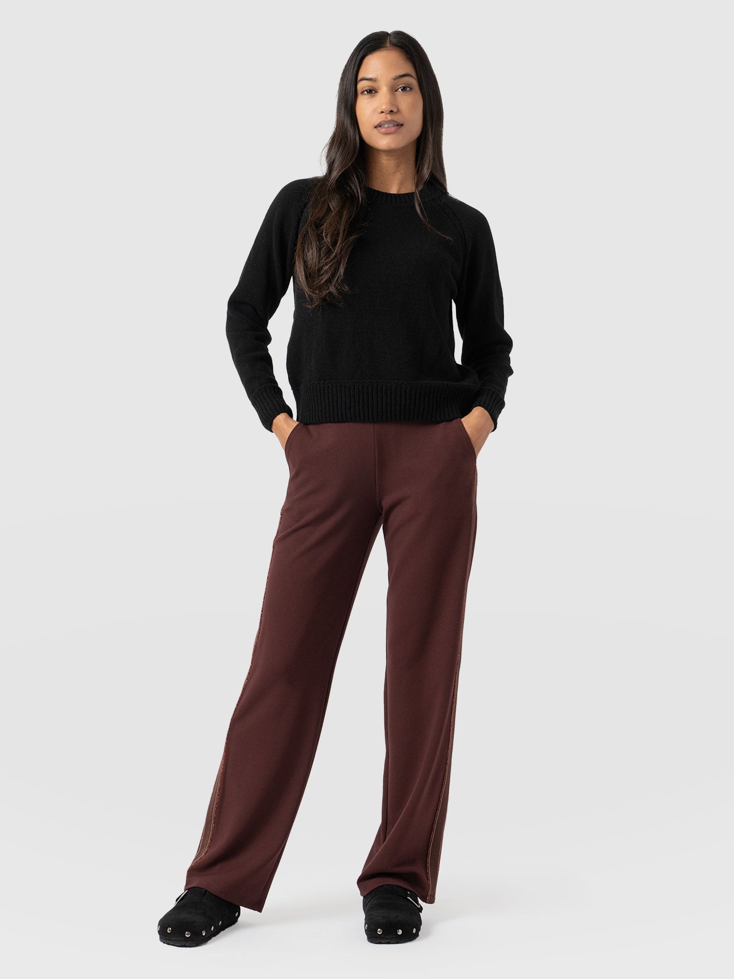 Runway Pant Bottle Maroon with Bronze Stripe - Women's Pants | Saint ...