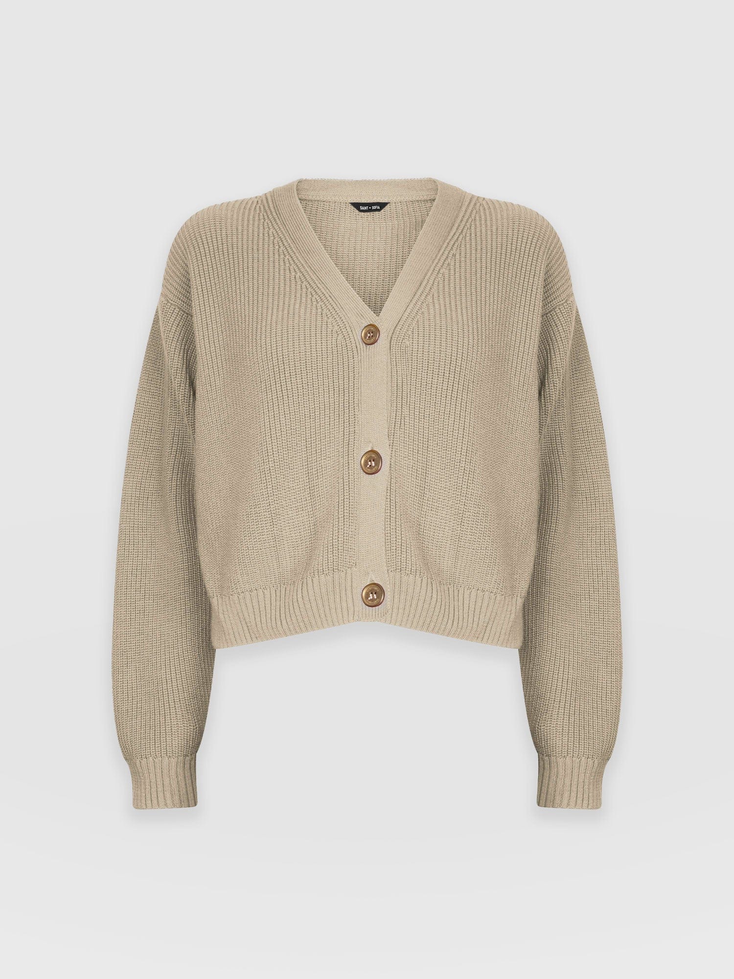 Soho Crop Cardigan Beige - Women's Cardigans | Saint + Sofia® USA ...