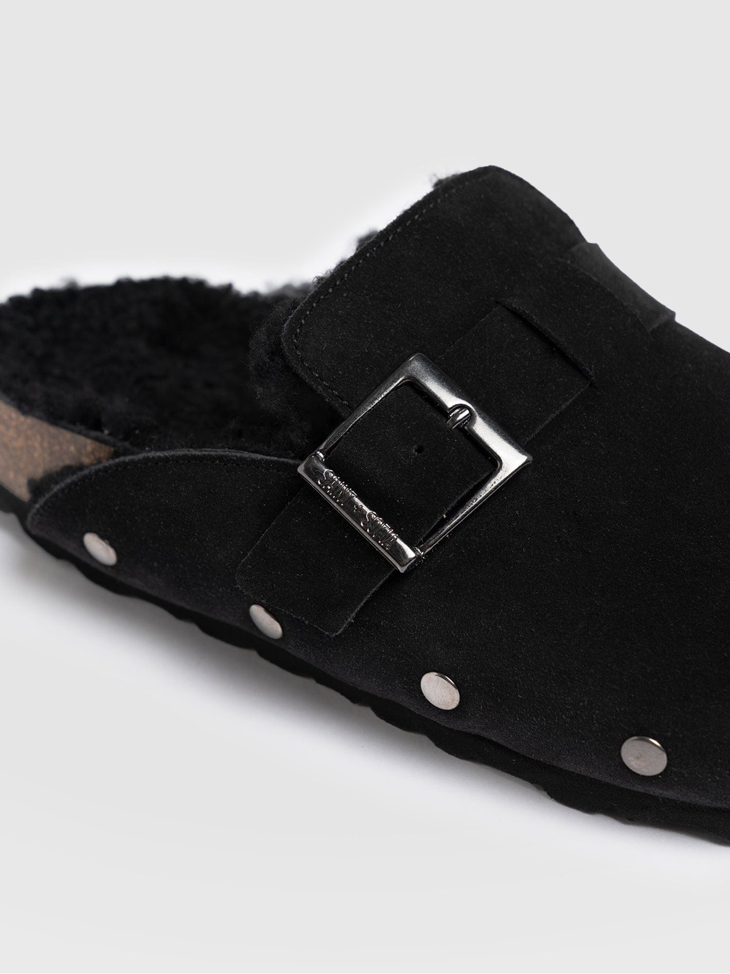 Studded Clogs Black Shearling - Women's Shoes | Saint + Sofia® US ...