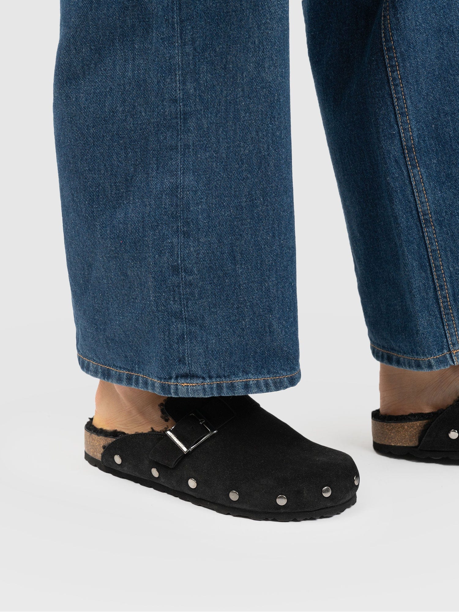 Studded Clogs Black Shearling - Women's Shoes | Saint + Sofia® US ...