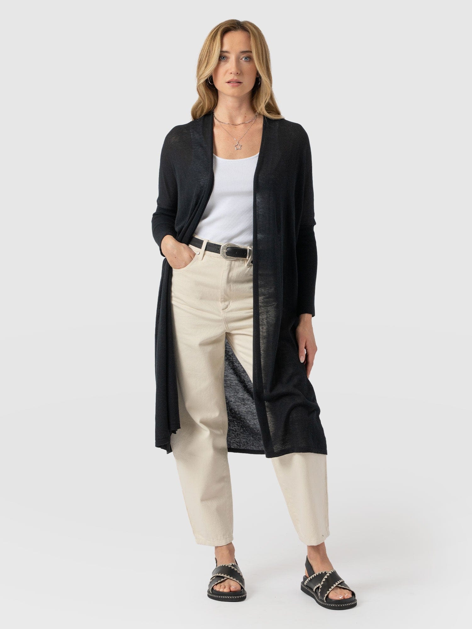 Waterfall Cardigan - Black - Women's Cardigans | Saint + Sofia® USA ...