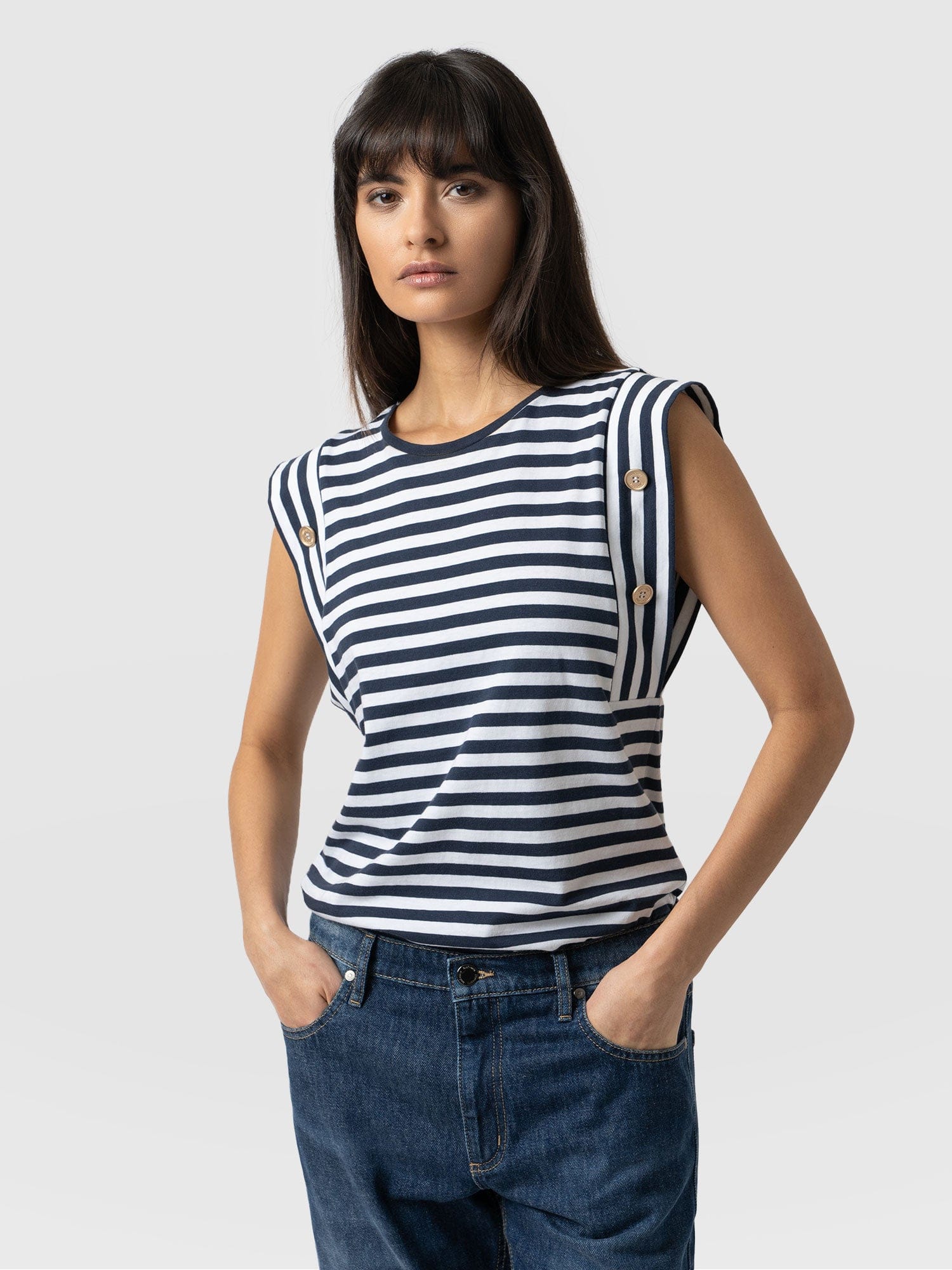 Rowan Tee Navy Stripe - Women's T-Shirts | Saint + Sofia® USA – Saint ...